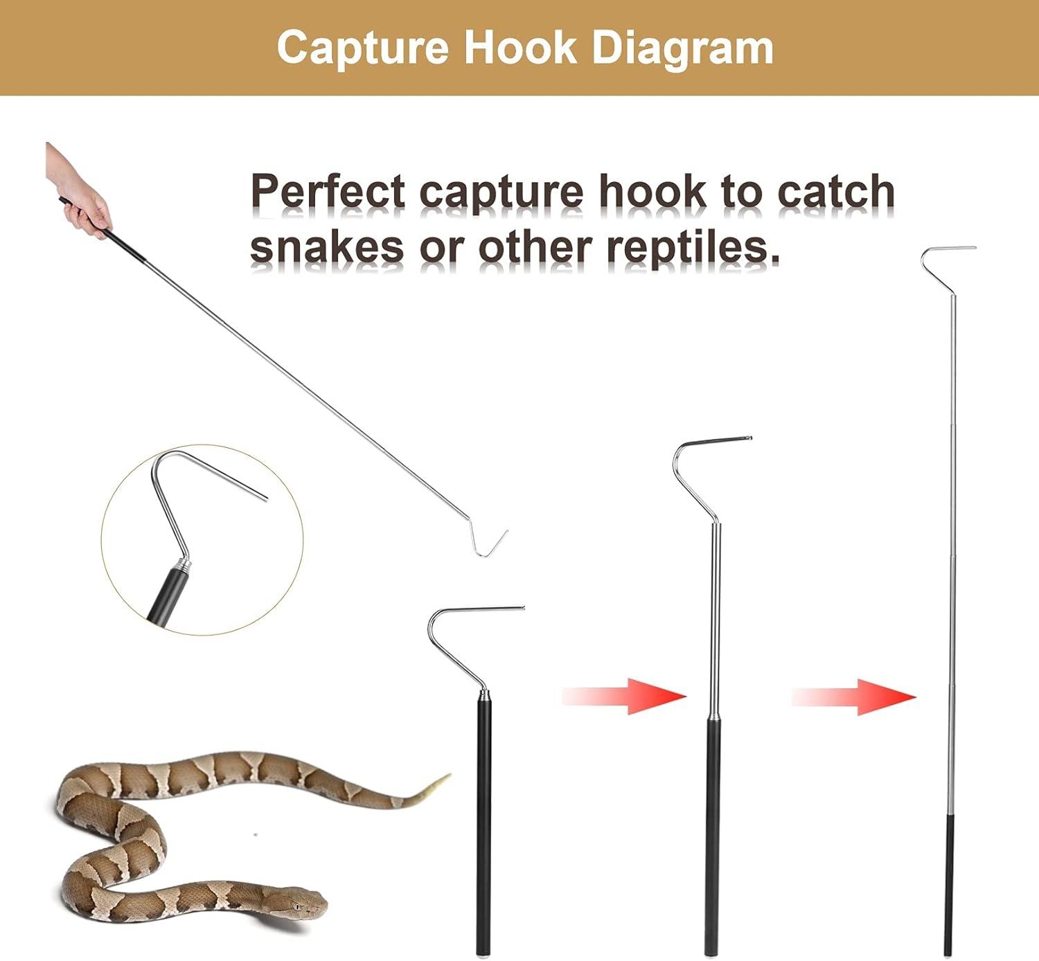 Stainless Steel Extensible Telescopic Snake Hook Reptile Catcher ...