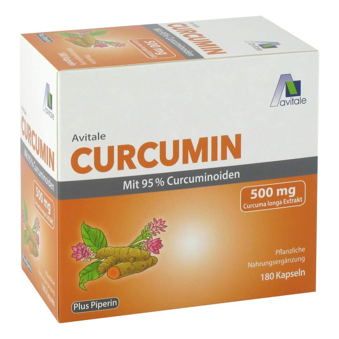 Avitale Curcumin 500mg Capsules - 95% Curcuminoids & 5mg Pepper Extract ...
