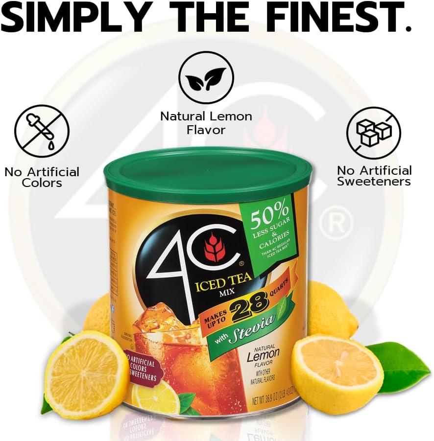 4C Iced Tea Lemon with Stevia 1.05kg - Refreshing and Sugar-Free ...