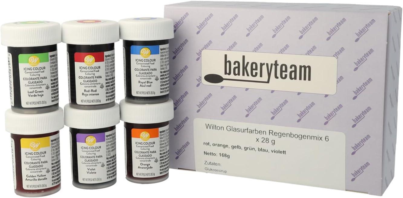 Wilton Icing Colour Gel Paste Rainbow Colours Set with Red No Taste - 6 ...