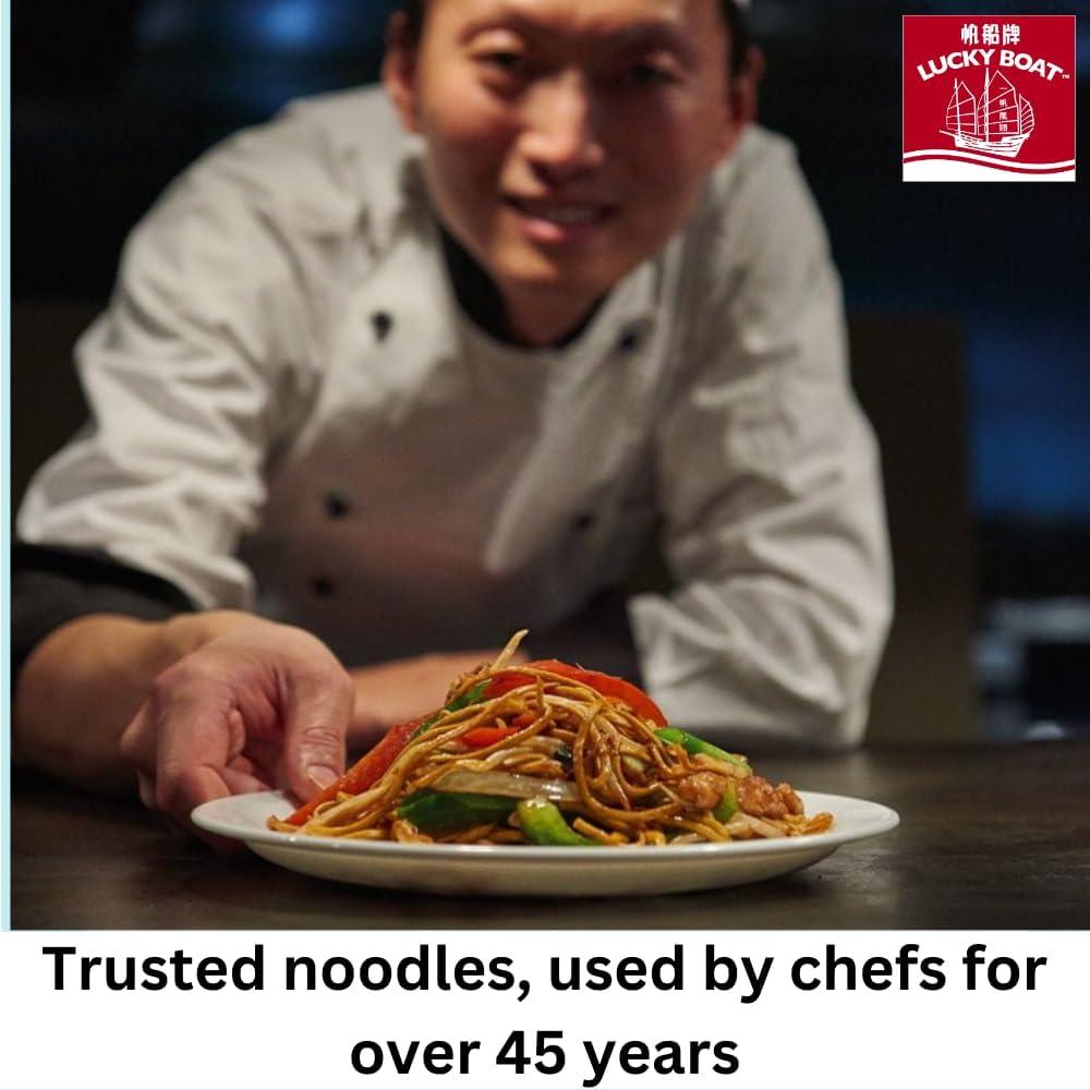 Lucky Boat Rice Noodle 400g - Thin 3mm Pad Thai Gluten-Free Noodles for ...