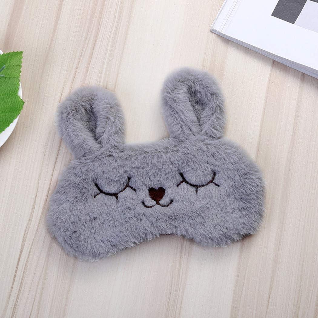 Silk Plush Bunny Grey Sleep Mask - Cute Rabbit Eye Mask for Women ...