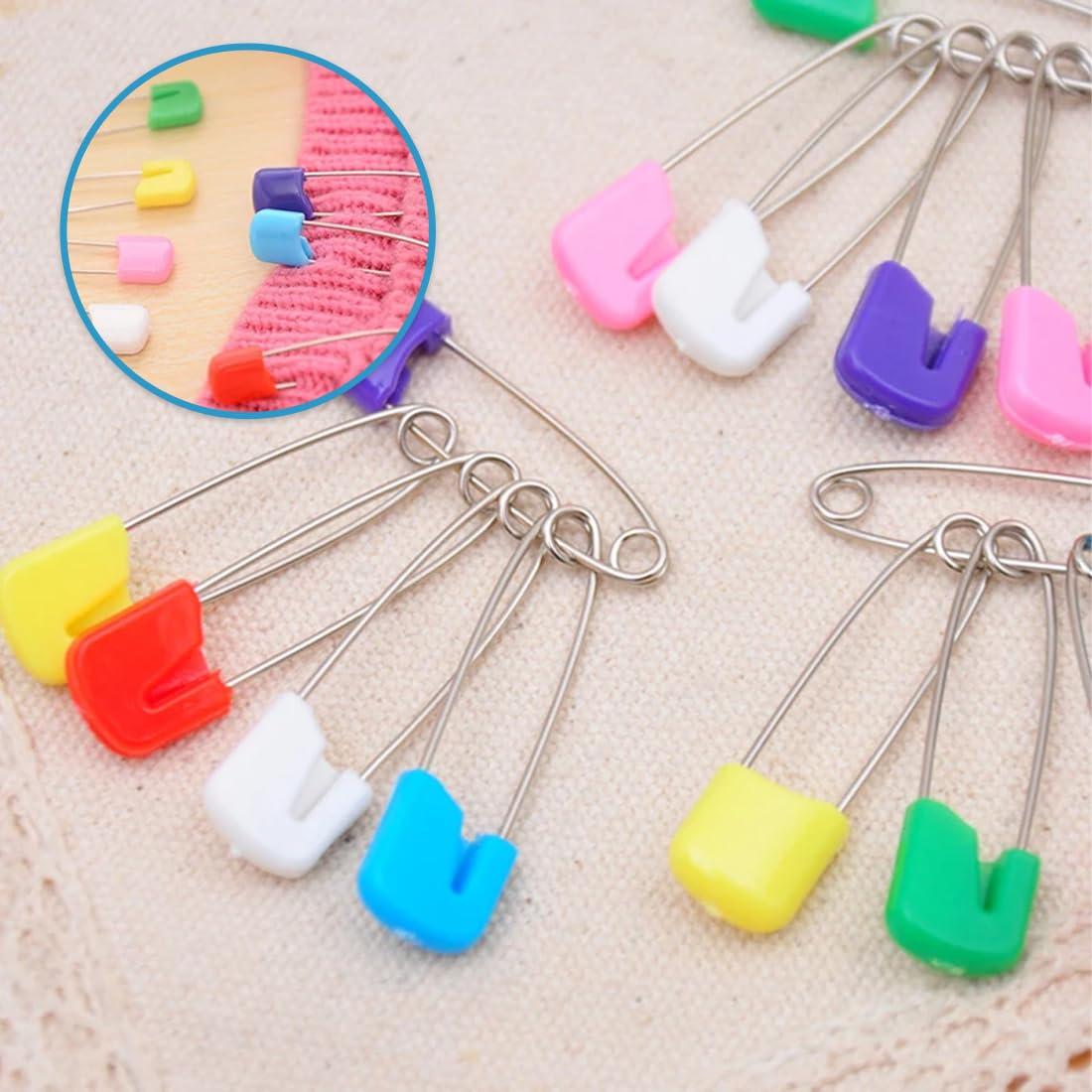 50 Mini Baby Safety Needles - Child-Safe Multi-Colored Diaper Pins for ...