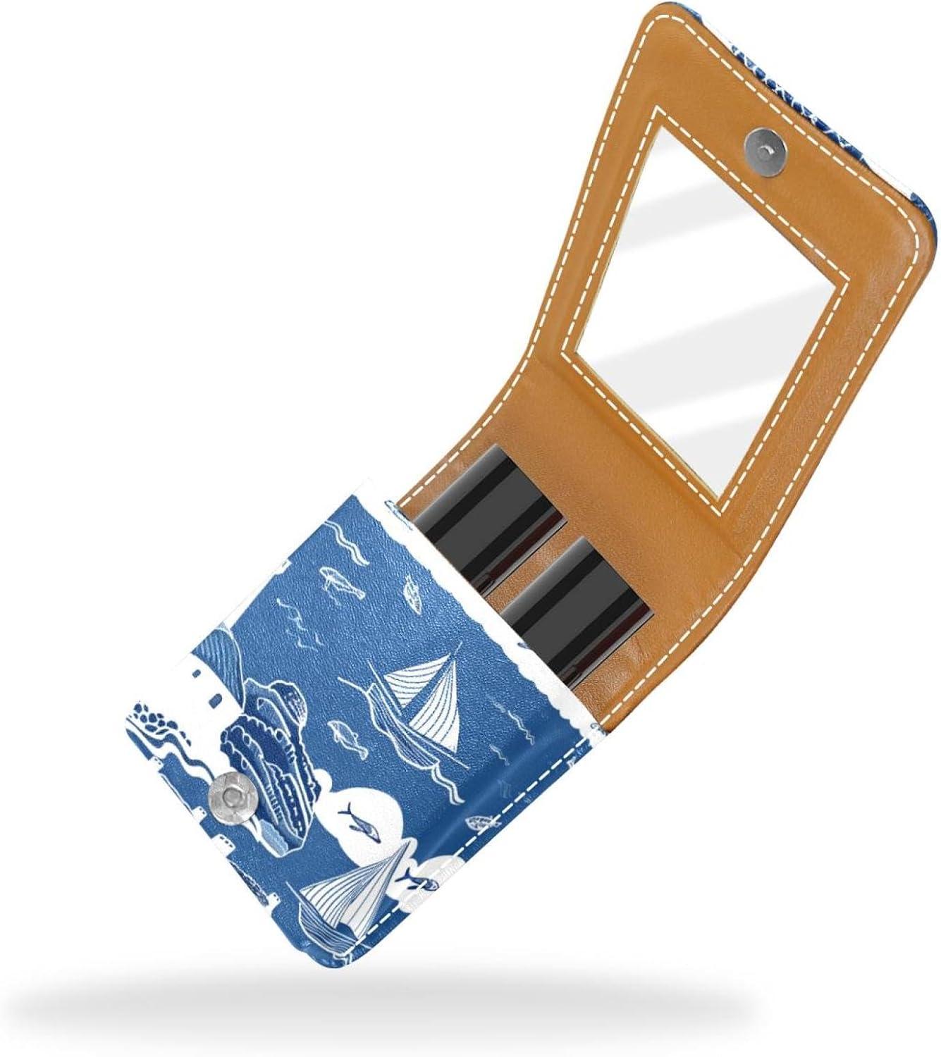 Travel Lipstick Organizer Case with Mirror - Portable Makeup Bag Sea ...