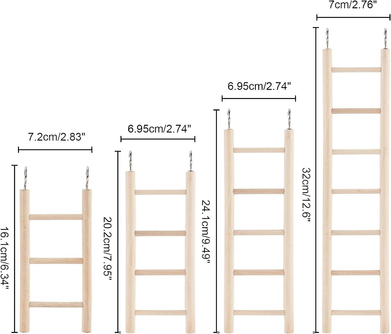 AHANDMAKER Bird Step Wood Ladder Natural Wood Bird Climbing Toys Birds ...