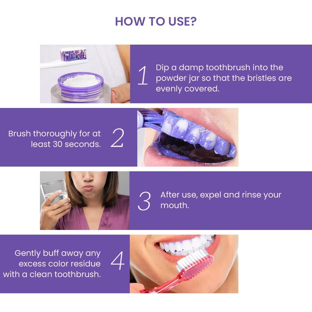 Teeth Colour Corrector Powder - Purple Toothpaste for Teeth Whitening ...