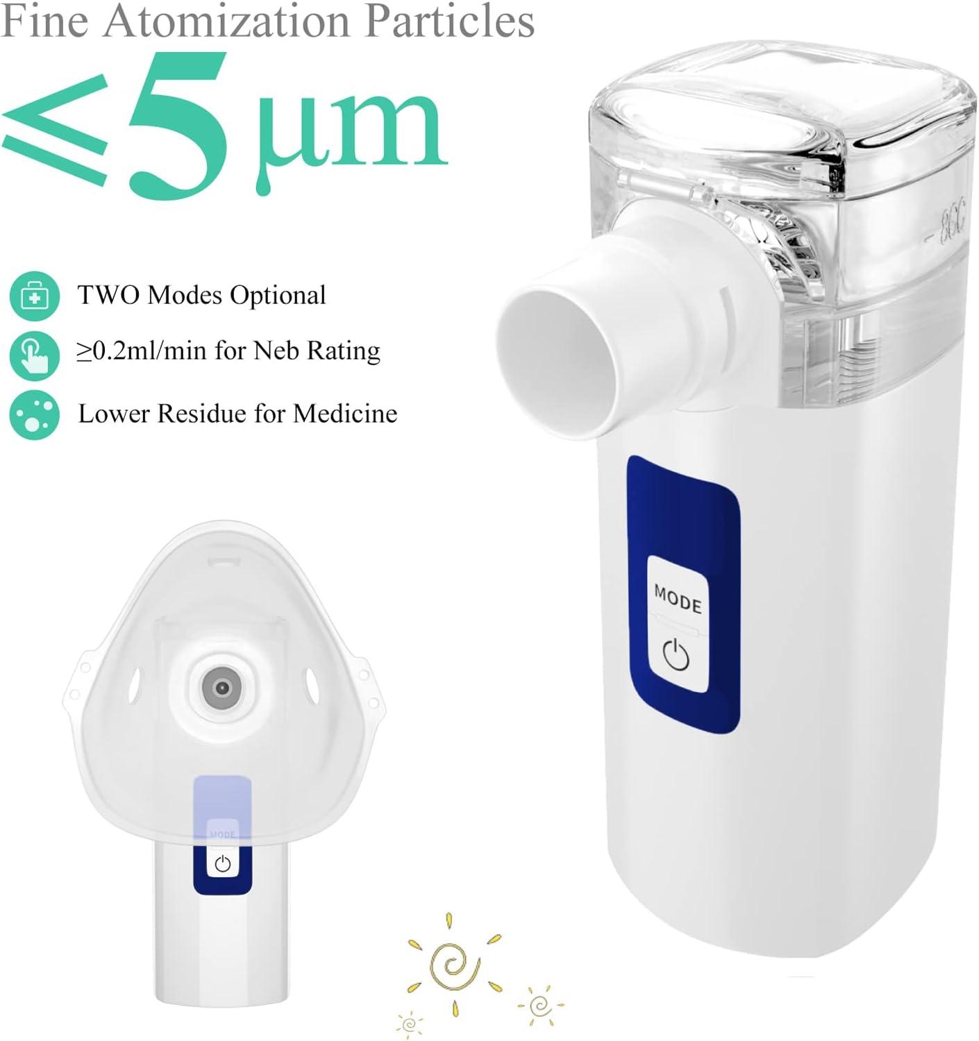 Portable Nebulizer: Quiet Home Inhaler for Adults & Kids - Two Modes ...