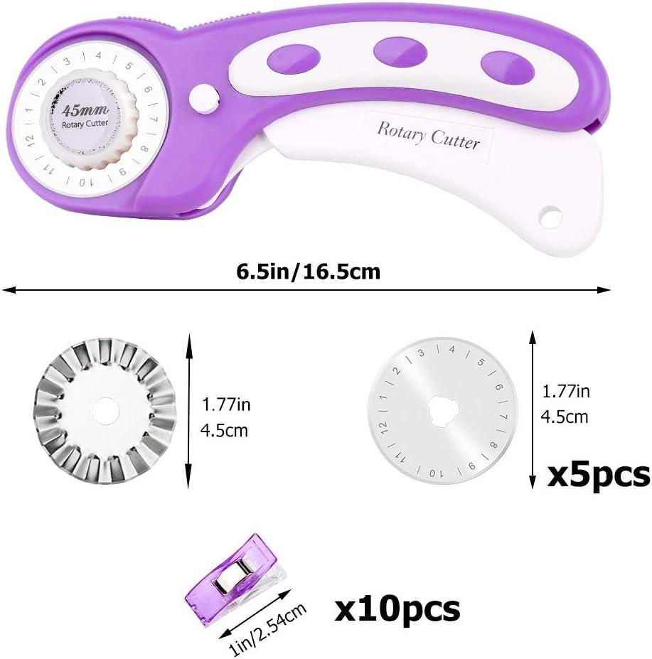 45mm Fabric Cutter Set Rotary Cutter Tool Kit with 6 Replacement Rotary ...