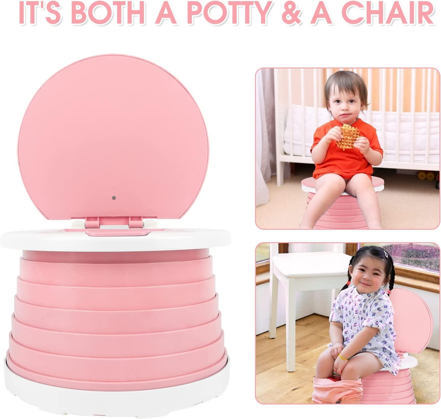AutoTime Portable Travel Potty for Girls - Foldable Potty Seat with 15 ...
