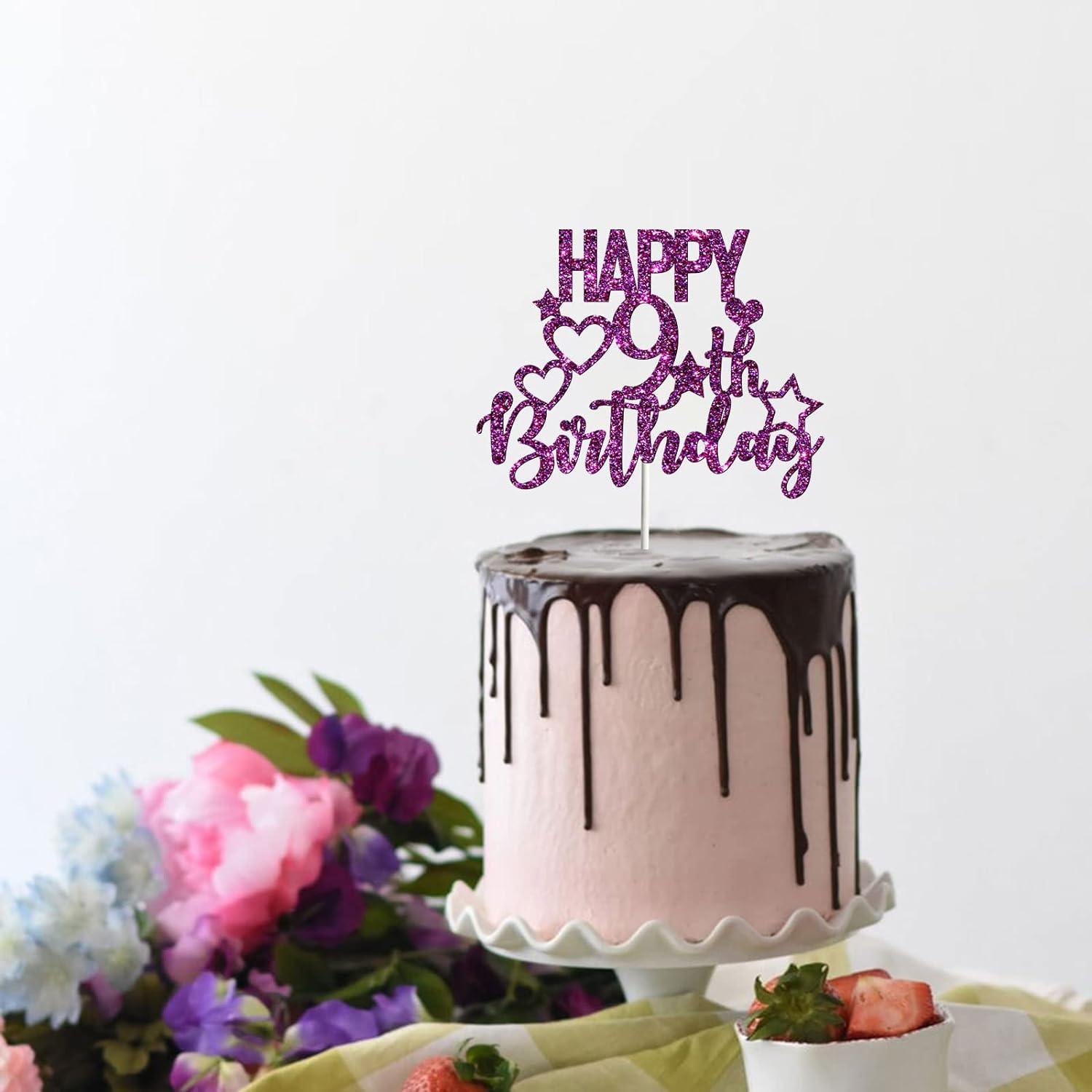 Tenhaisi Glitter Purple Happy 9th Birthday Cake Topper 9 and Fabulous ...