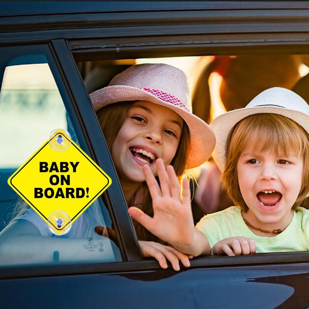 2 Pcs Baby on Board Car Sign with 4 Suction Cups - Reusable and Durable ...