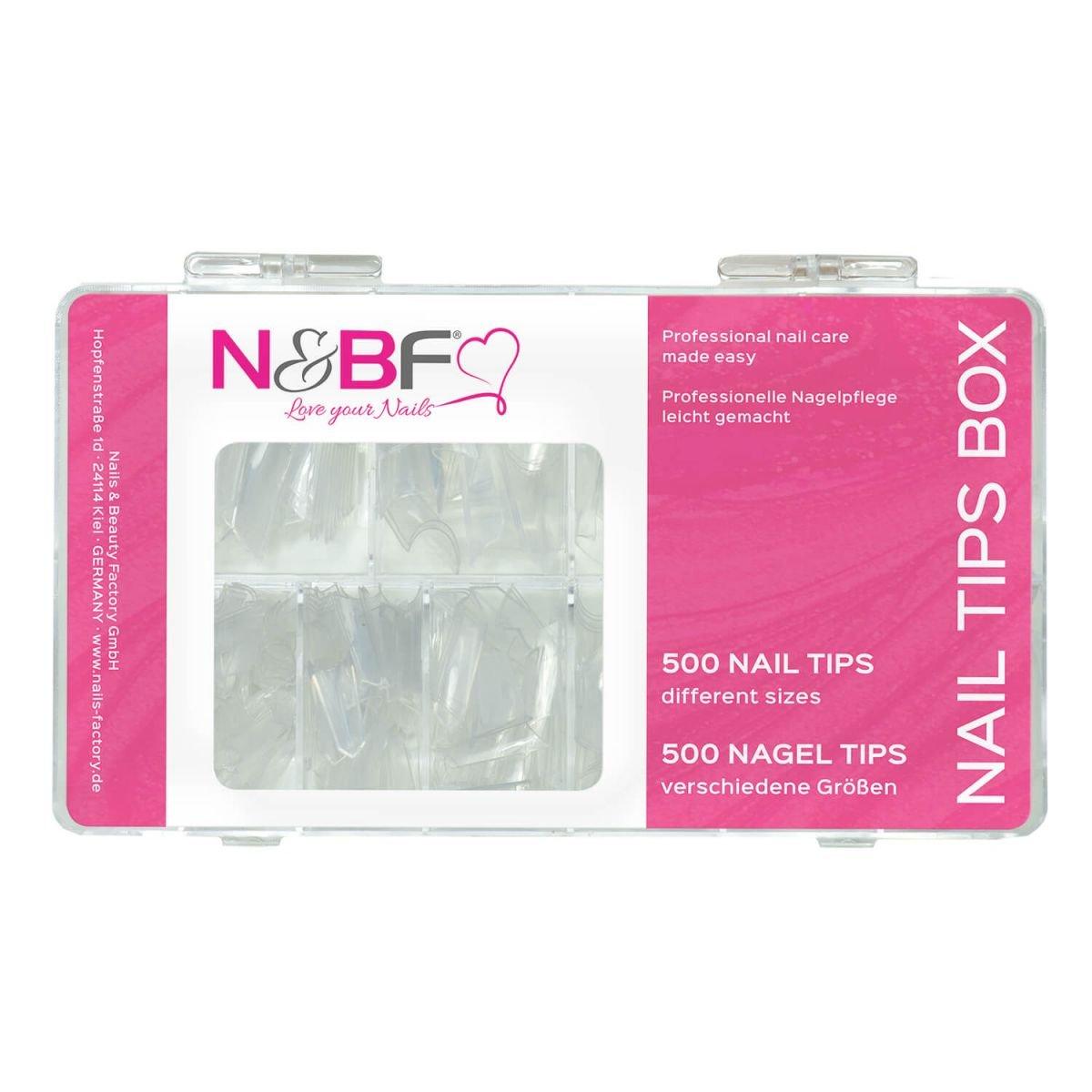 Buy N & BF Nagel Tips - 500 Clear Edge/Angular Nail Tips Set ...