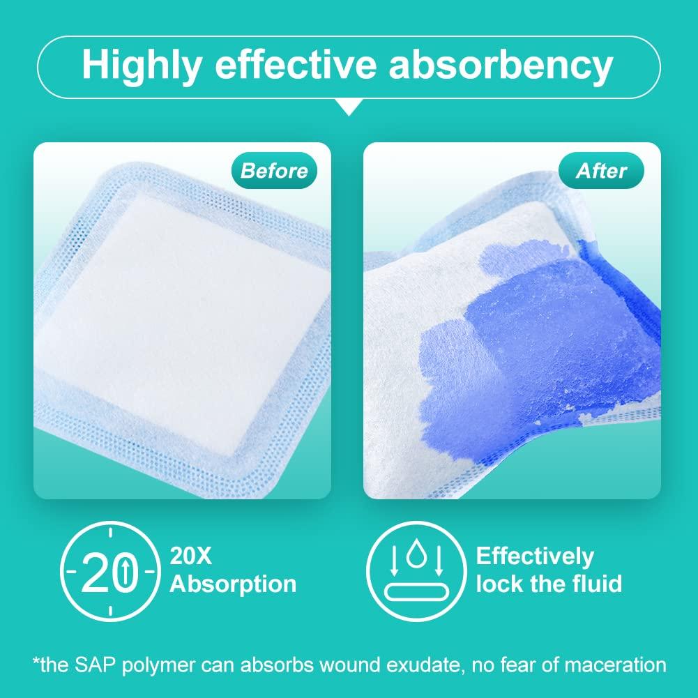 Dimora Super Absorbent Wound Dressings 4x4 - Nonstick Gauze Pad for ...