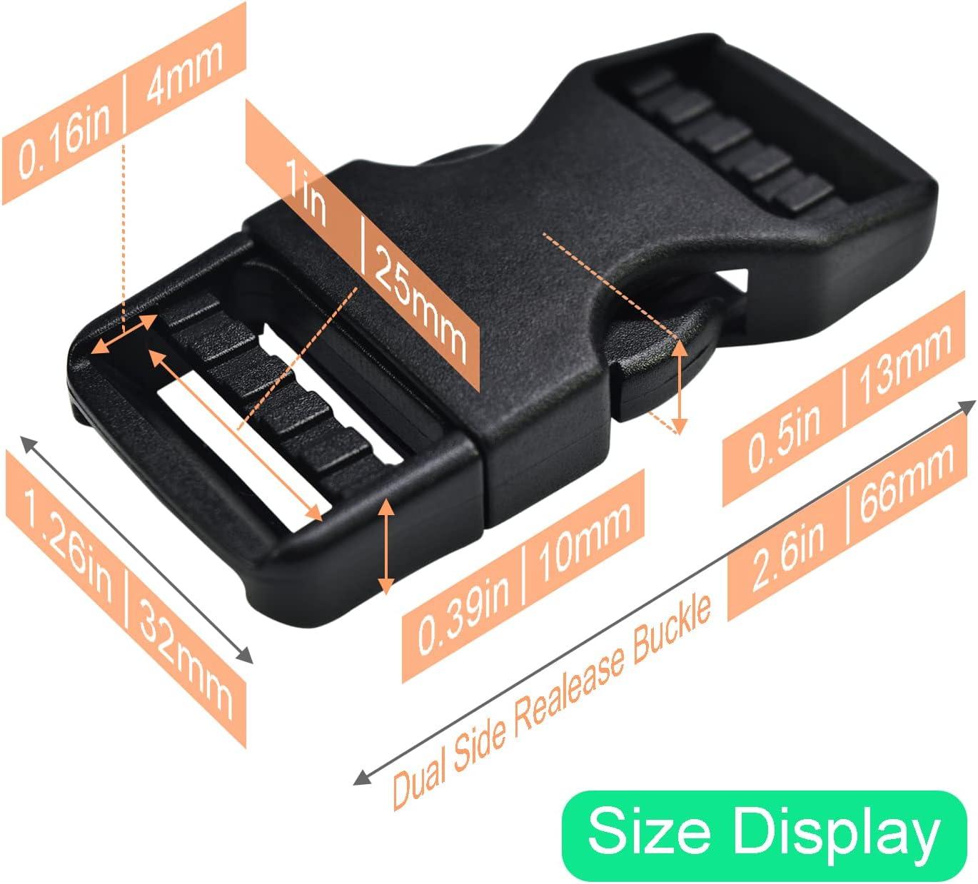6 Pack Dual Adjustable Side Release Buckles - Heavy Duty Plastic Clips ...