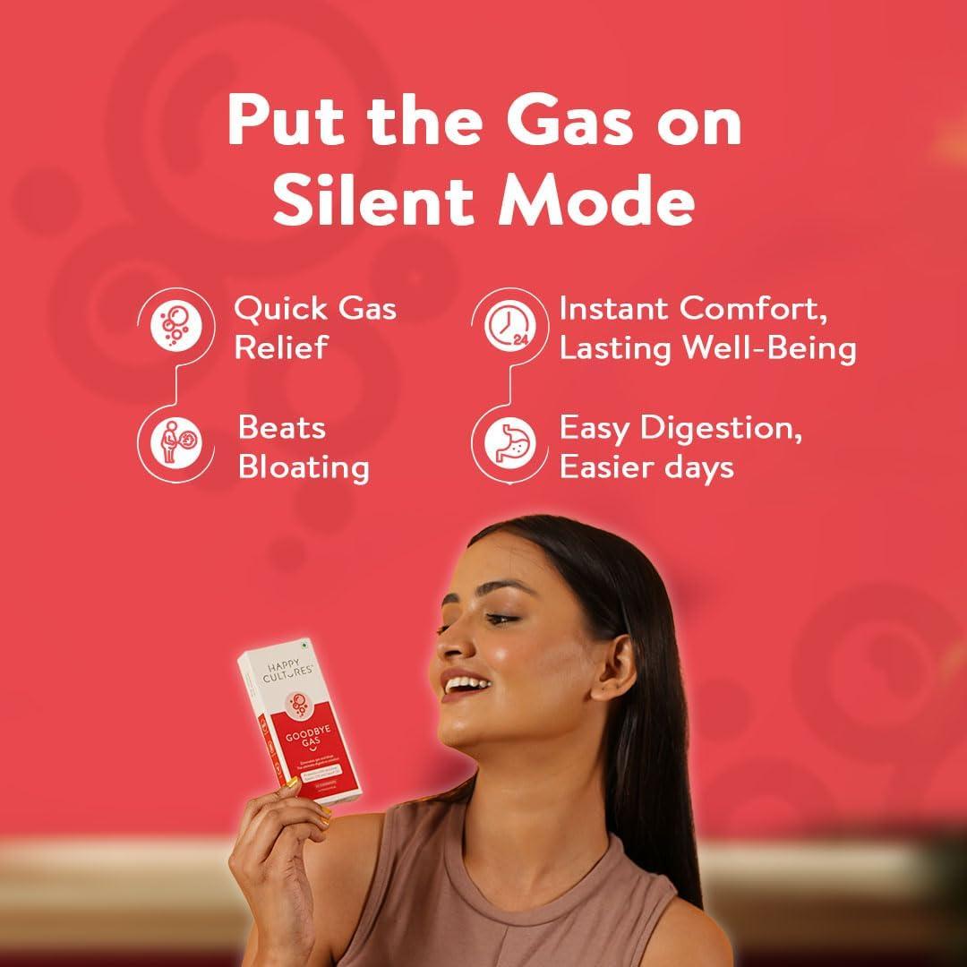 Happy Cultures Goodbye Gas - Chewable Gas Relief Capsules for Bloating ...