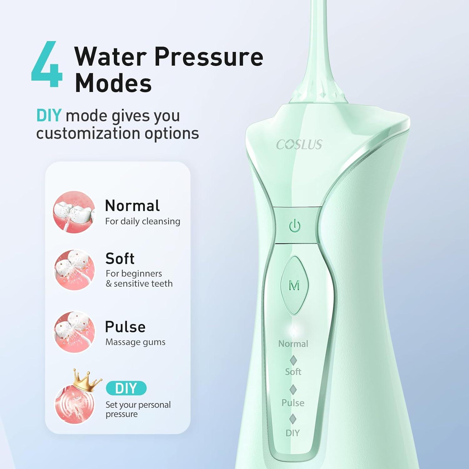 COSLUS Water Dental Flosser Portable Oral Irrigator - 4 Modes ...