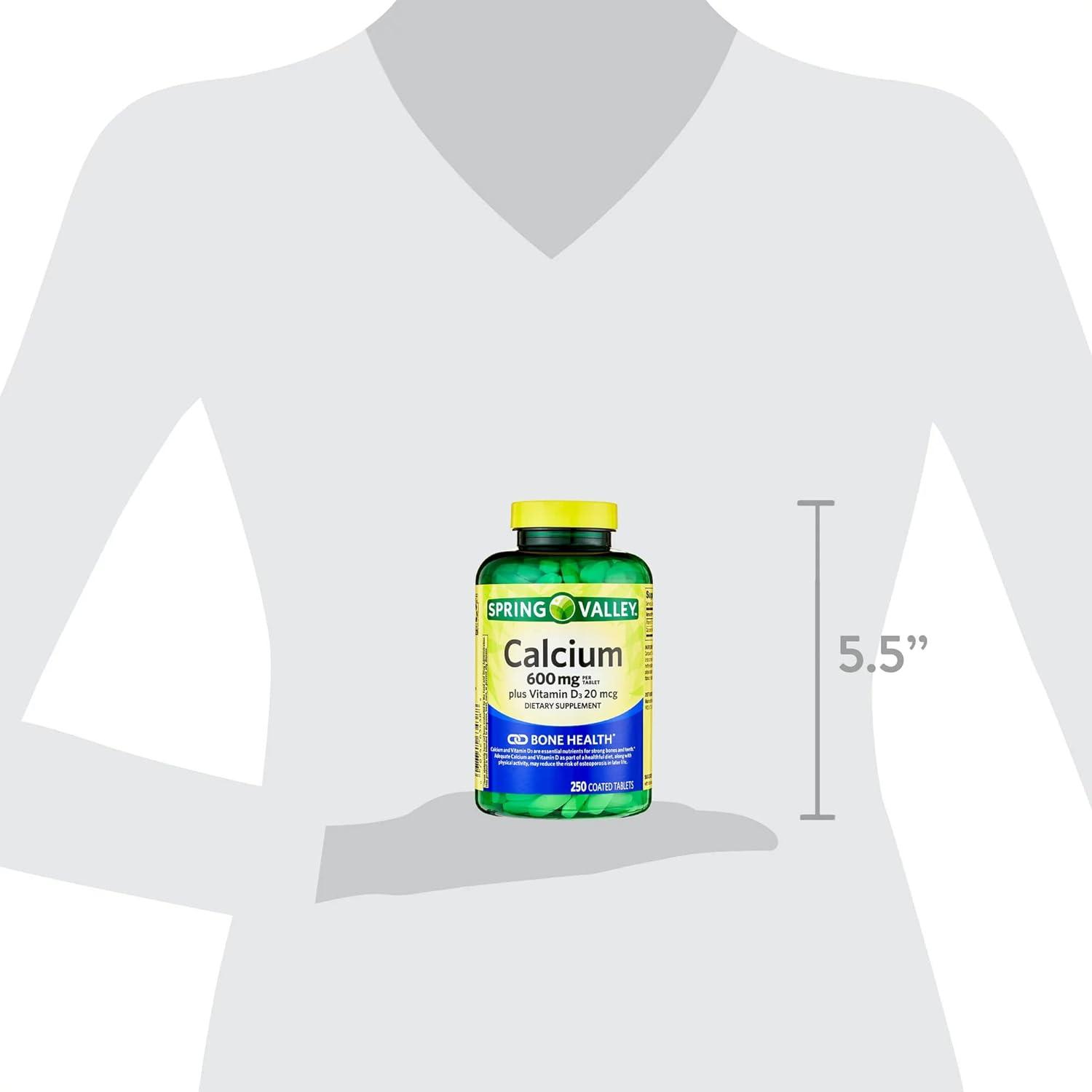 Spring Valley Calcium Plus Vitamin D Tablets 600mg - 250 Coated Tablets ...