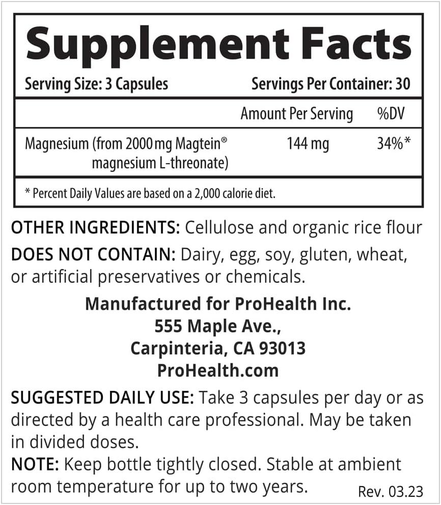 Brain-Mag Pro: Magnesium L-Threonate Supplement - 90 Capsules ...
