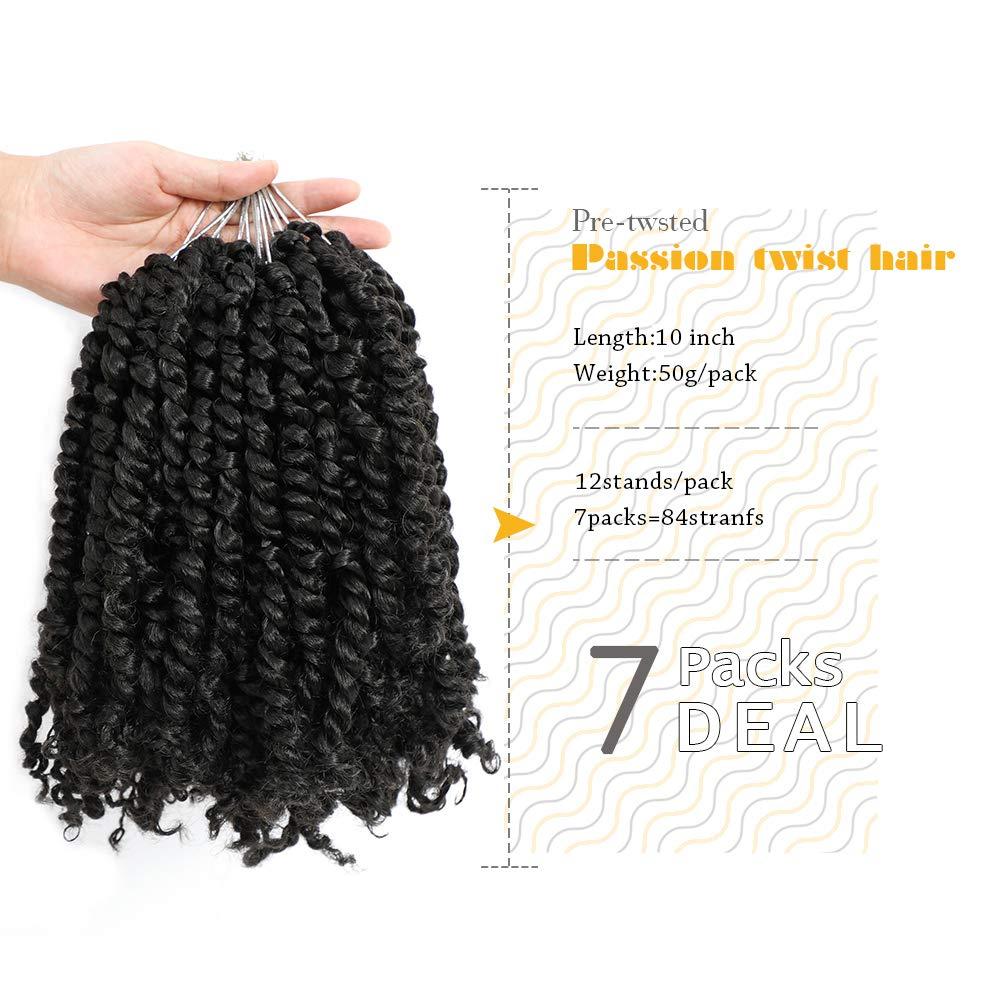 10 Inch Pre-twisted Passion Twist Hair 7 Pack - Short Passion Braids ...