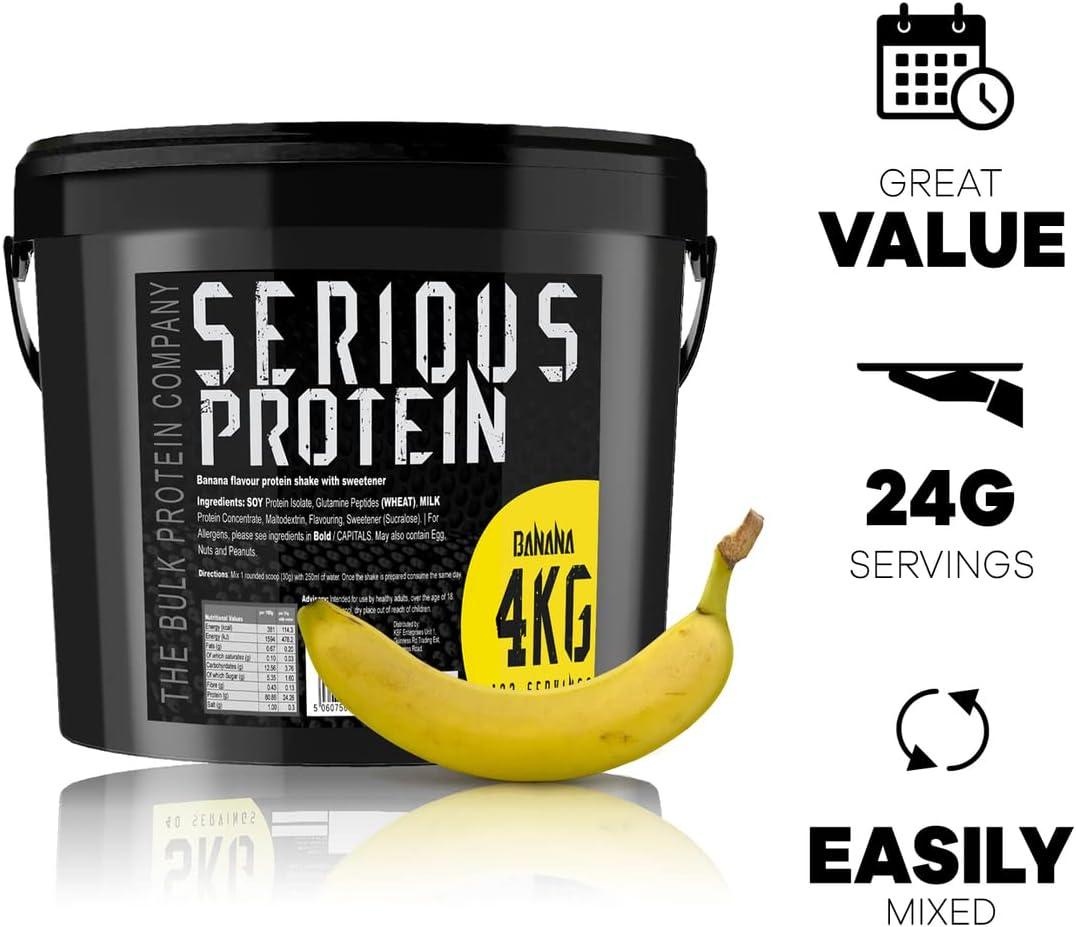 The Bulk Protein Company SERIOUS Protein Powder 4kg - Banana Flavor ...