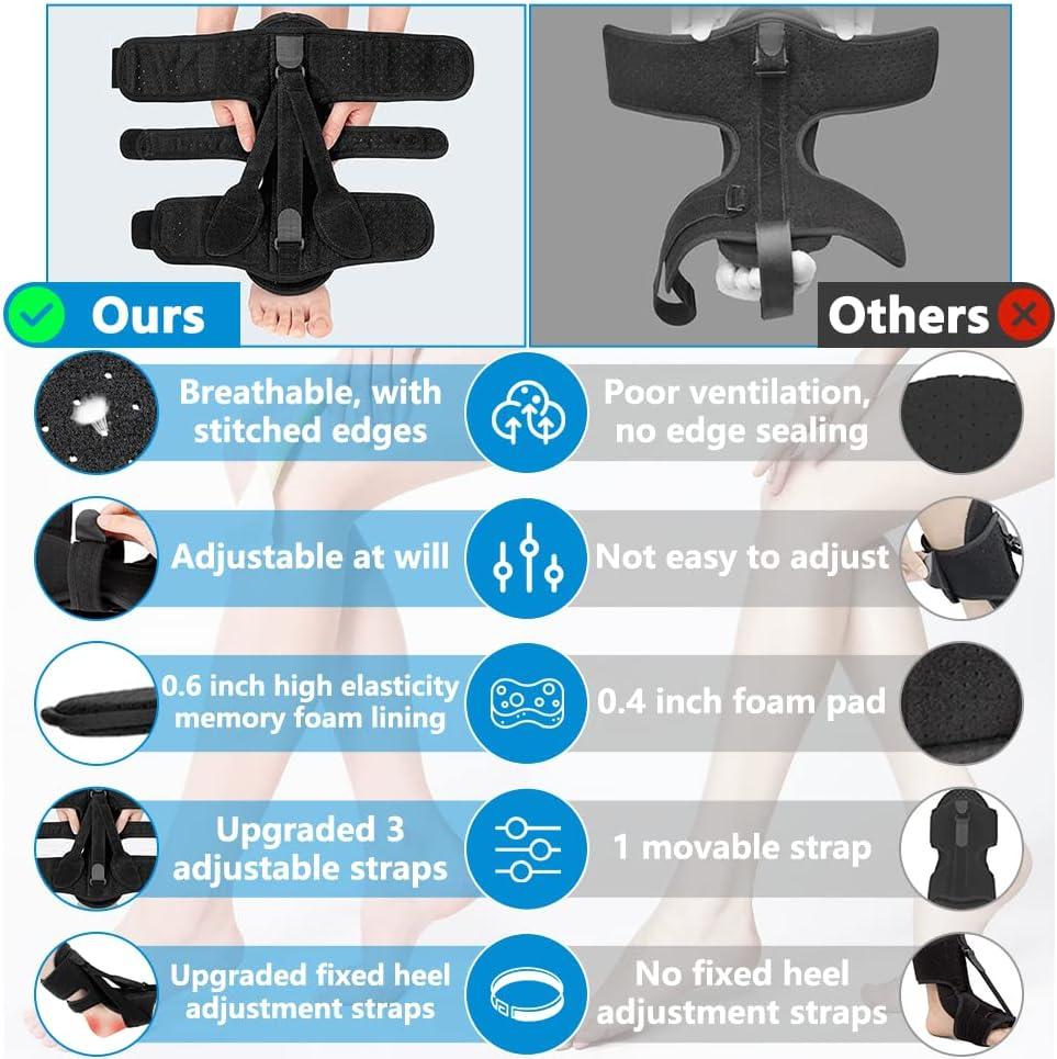 Plantar Fasciitis Night Splint with Memory Foam Pad - Adjustable Straps ...