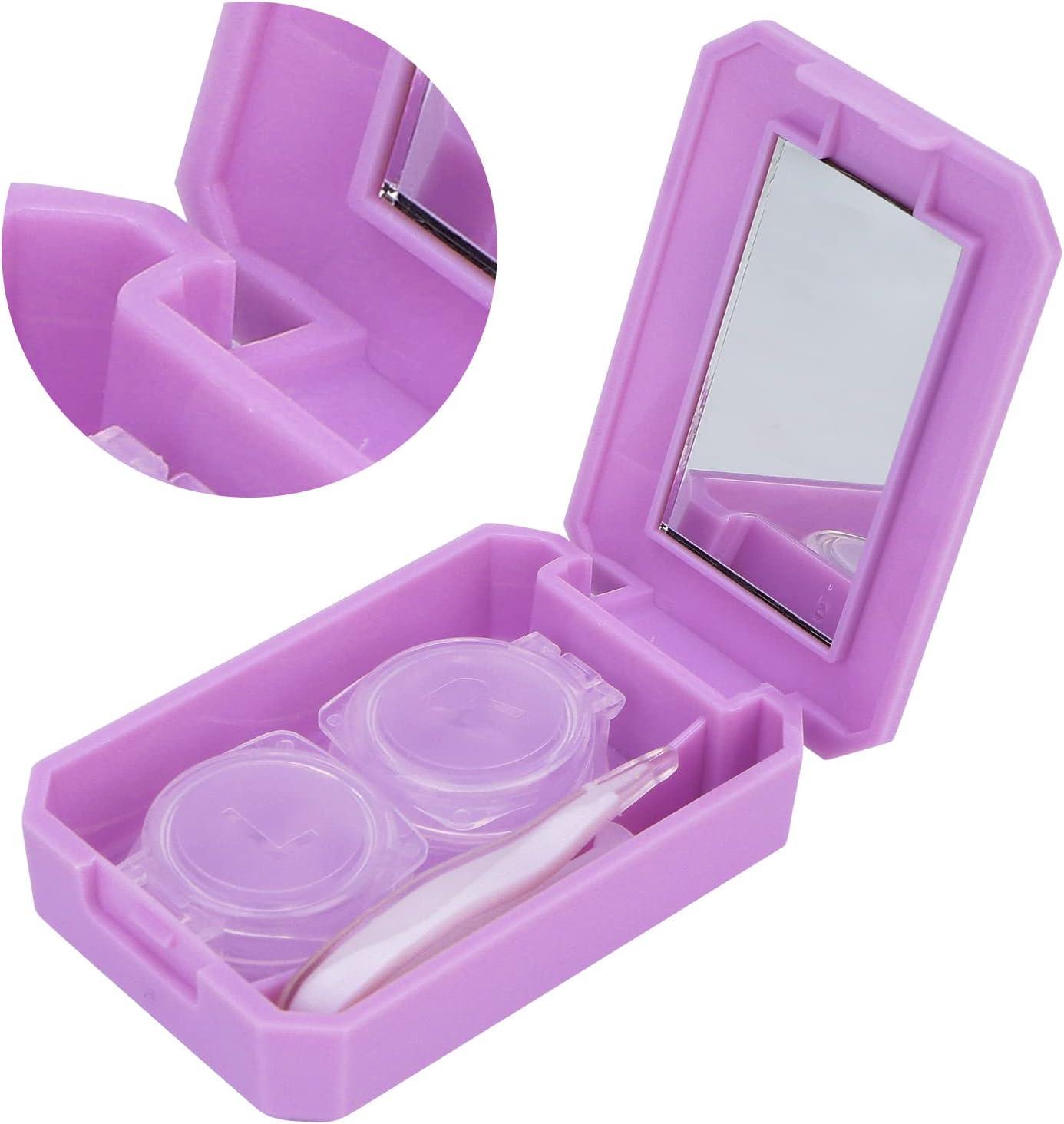 Cute Cartoon Pattern Cosmetic Contact Lens Case Set Purple Contact Lens ...