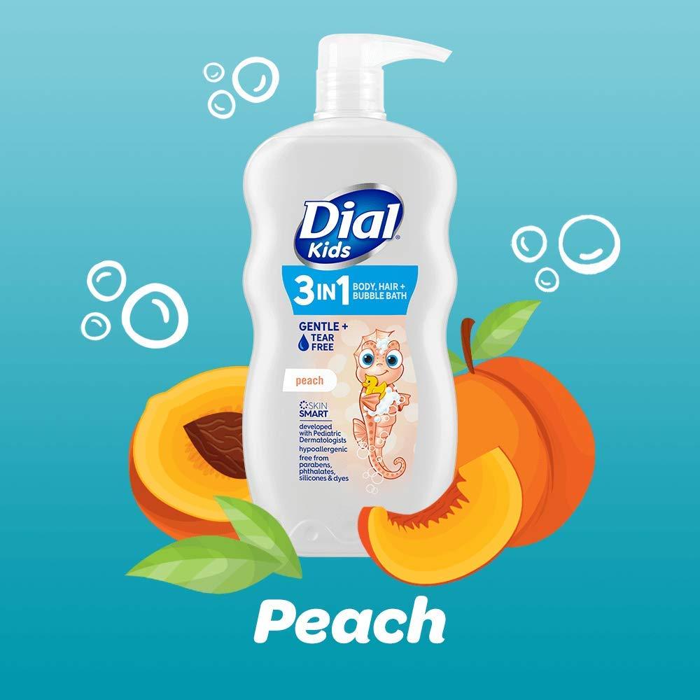 Dial Kids 3-in-1 Body + Hair + Bubble Bath, Peach - 24 fl oz (Pack of 4 ...