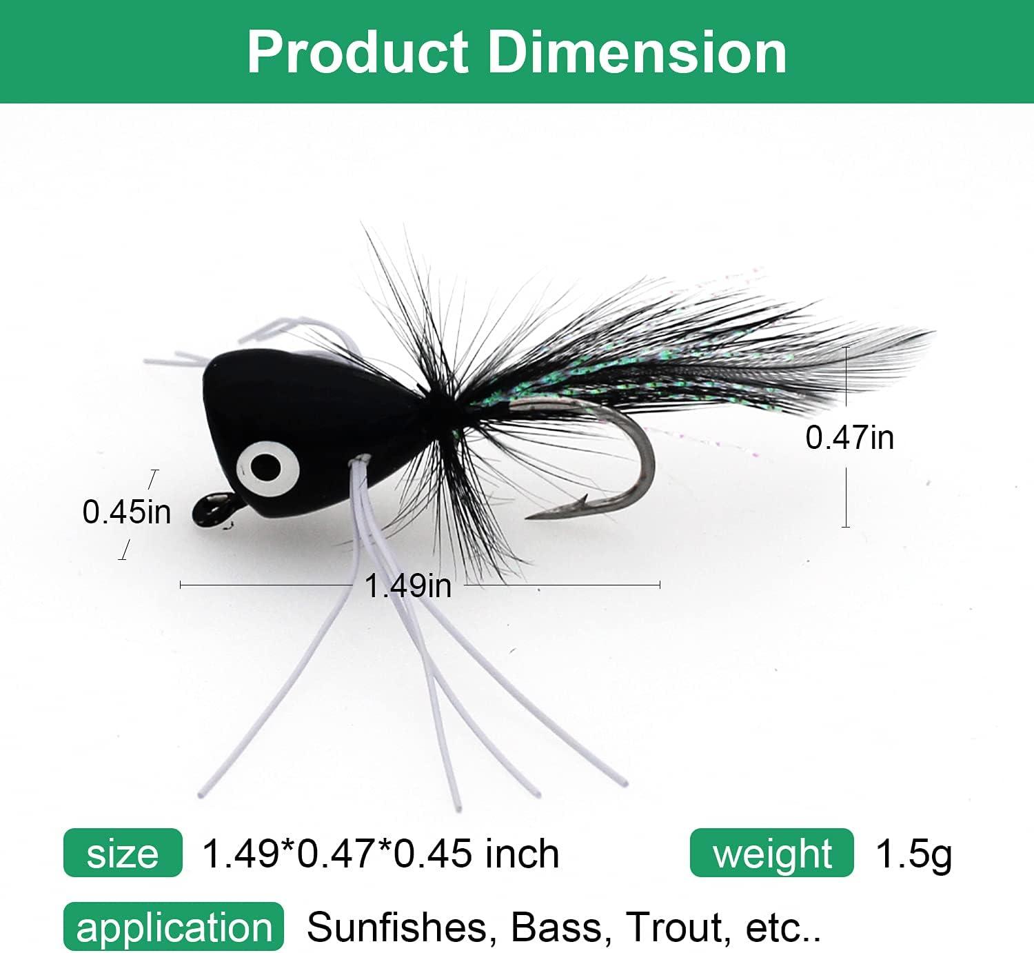 Pepo Fly Fishing Poppers - Topwater Lures for Bass, Crappie, Bluegill ...