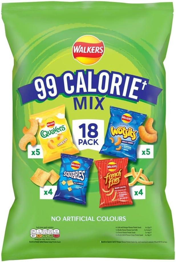 Walkers Crips Under 100 Calories Crisps Mix Snack 36 Box Quavers Cheese ...