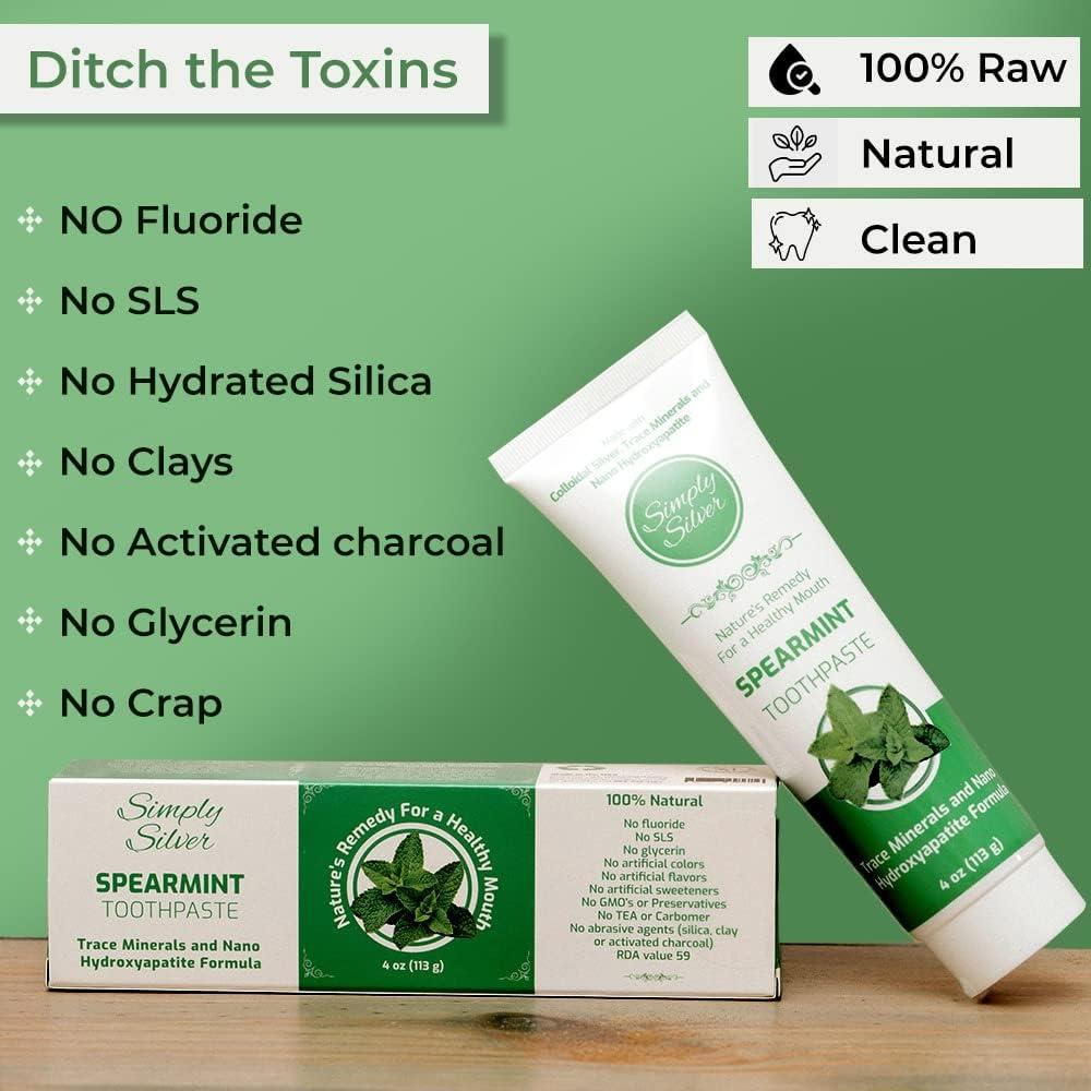 Simply Silver Spearmint Toothpaste - Nano Hydroxyapatite Formula ...