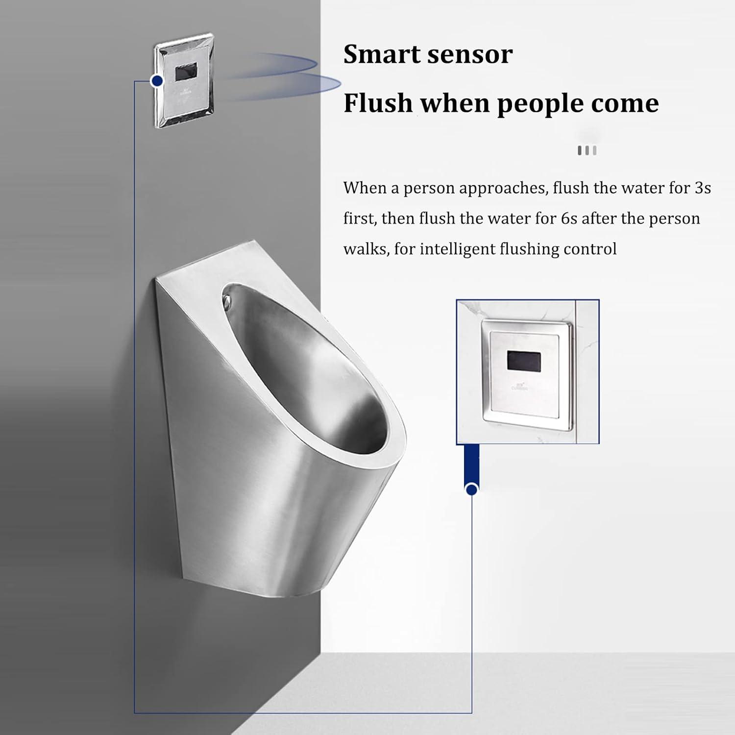 Commercial Flushing Type Men's Urinal 304 Stainless Steel Wall-Mounted ...