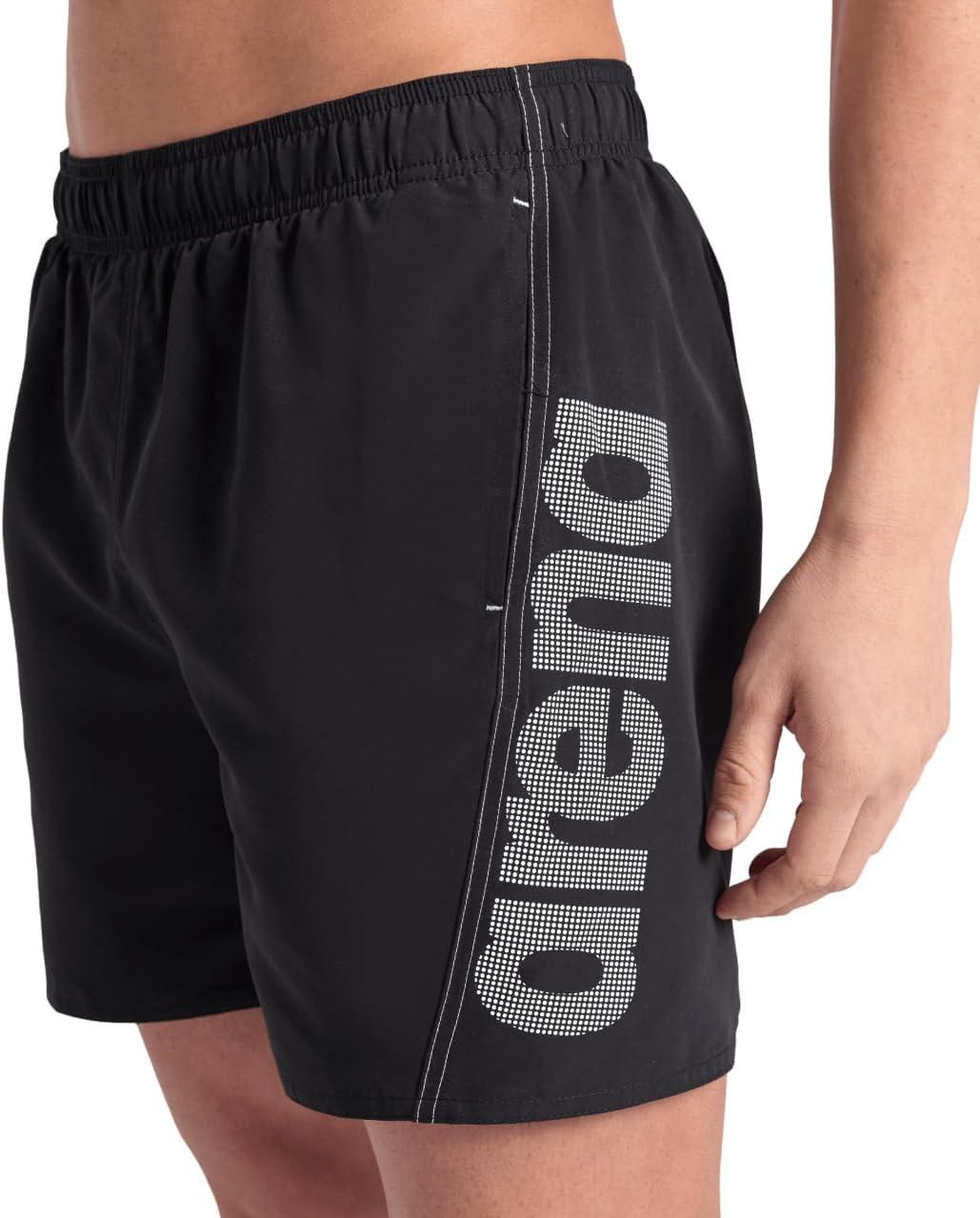 Buy ARENA Men's Fundamentals Logo Boxer R Swim Trunks - Black/White (1 ...