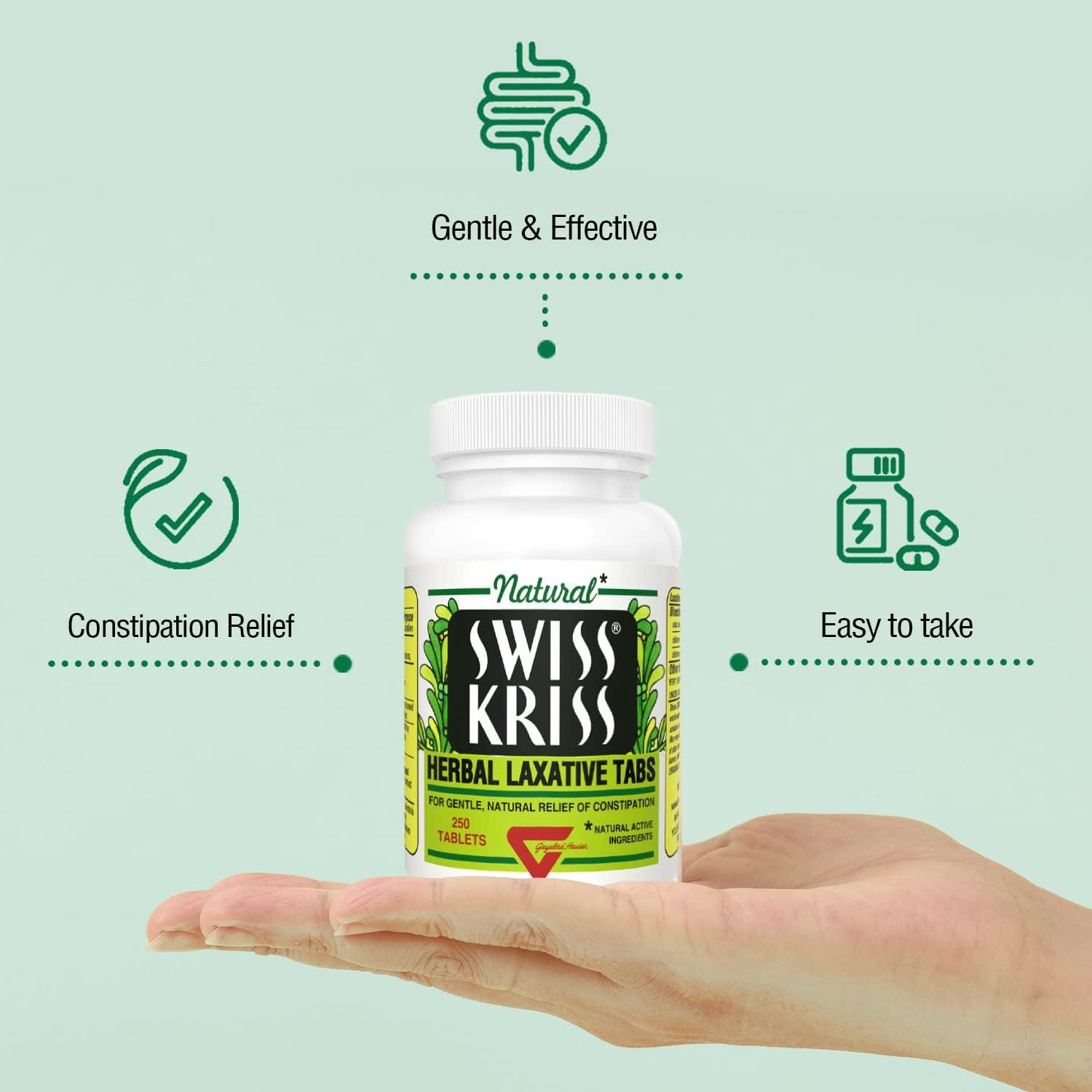Swiss Kriss Herbal Laxative Tablets - Gentle & Natural Relief for ...