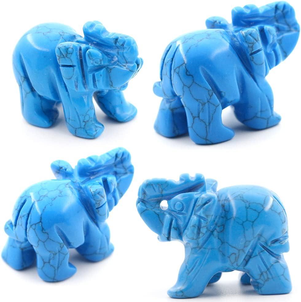 Ouubuuy Elephant Statue - Handcrafted Blue Turquoise Crystal Gemstone ...