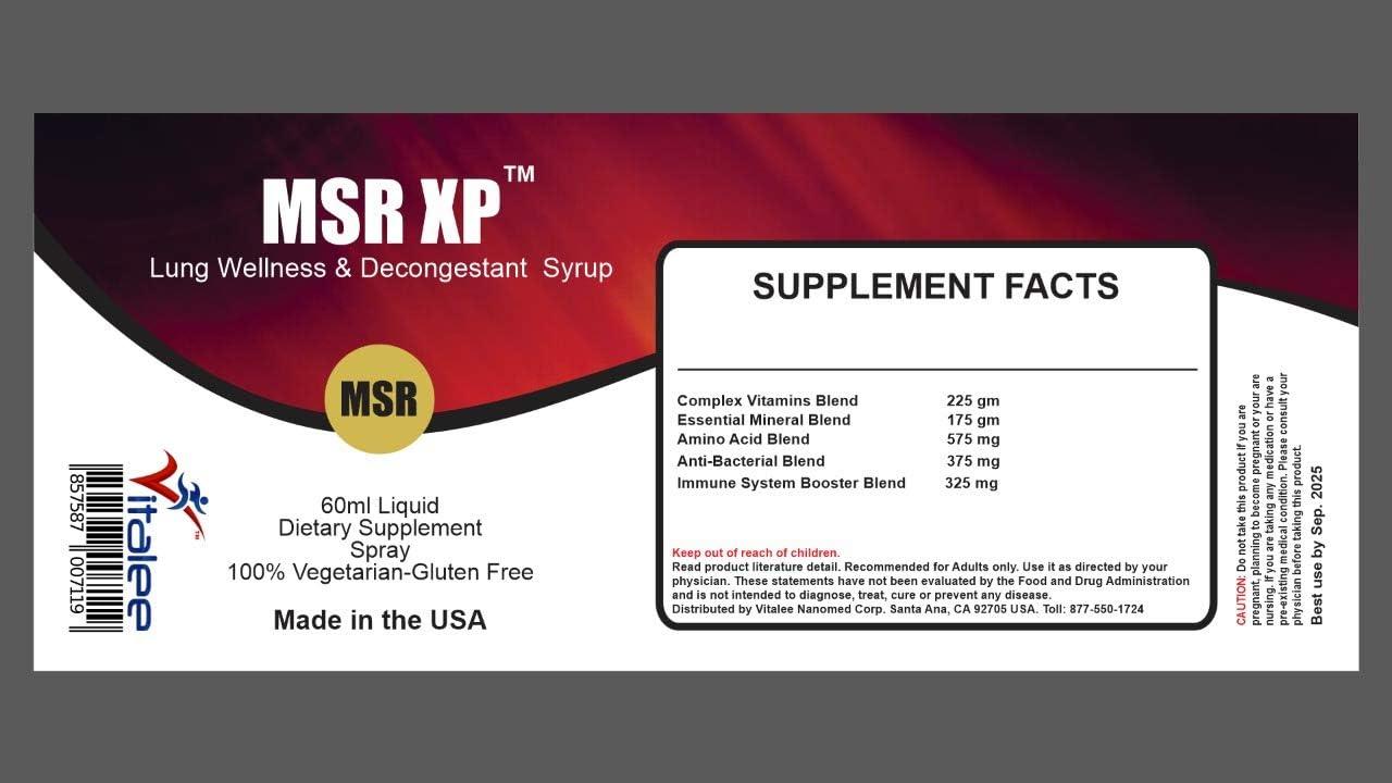 MSR XP Maximum Strength Decongestant Sore Throat Asthma Relief - 60ml ...