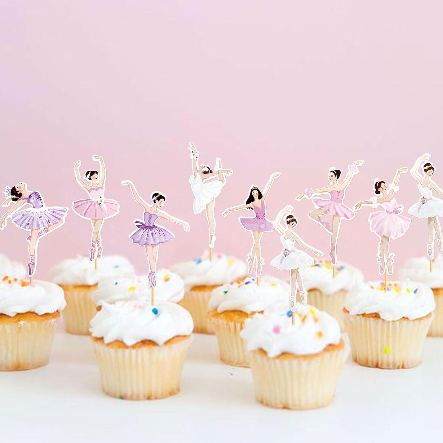 Keaziu 32 Pcs Ballerina Cupcake Toppers Colorful Girl Cupcake Toppers ...