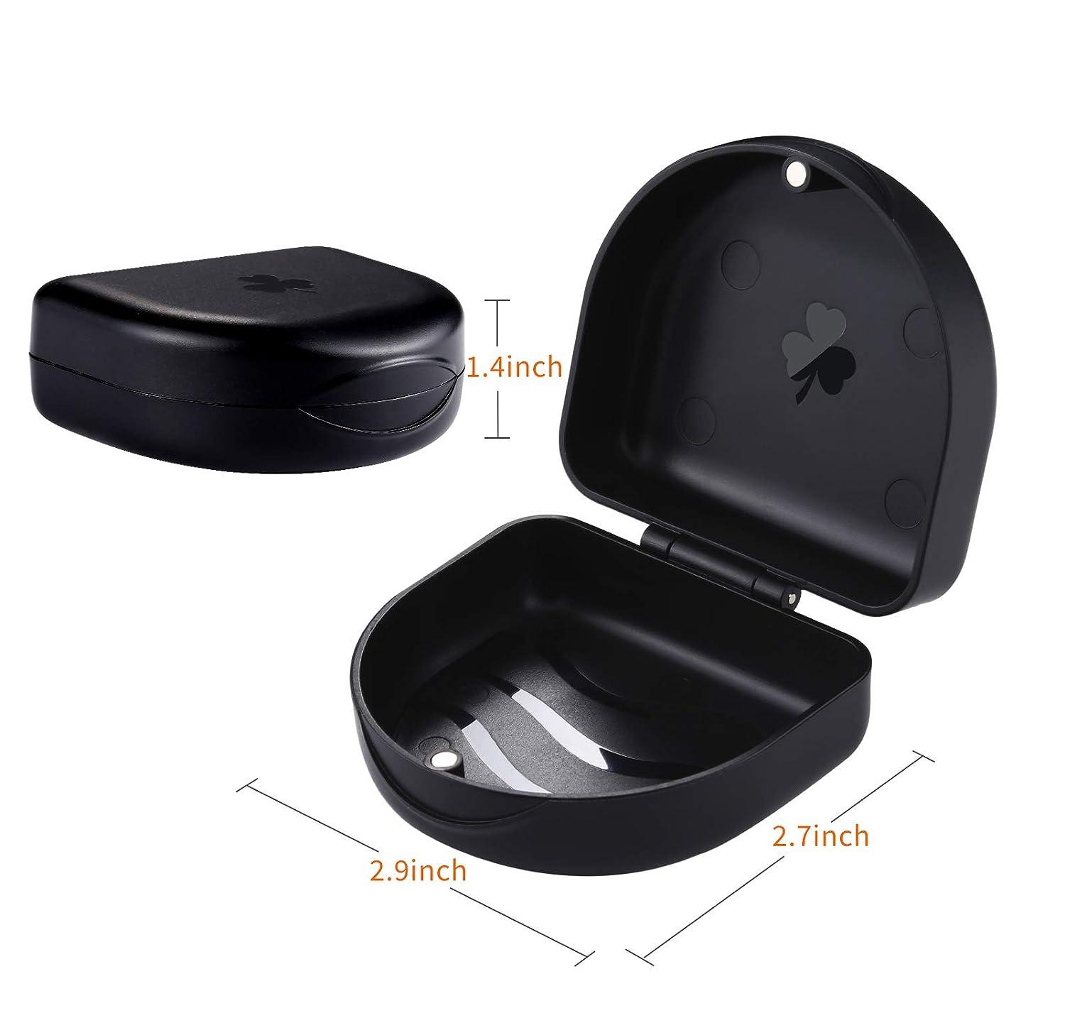 (2 Pack) Retainer Case Solid Orthodontic Retainer Case-Black