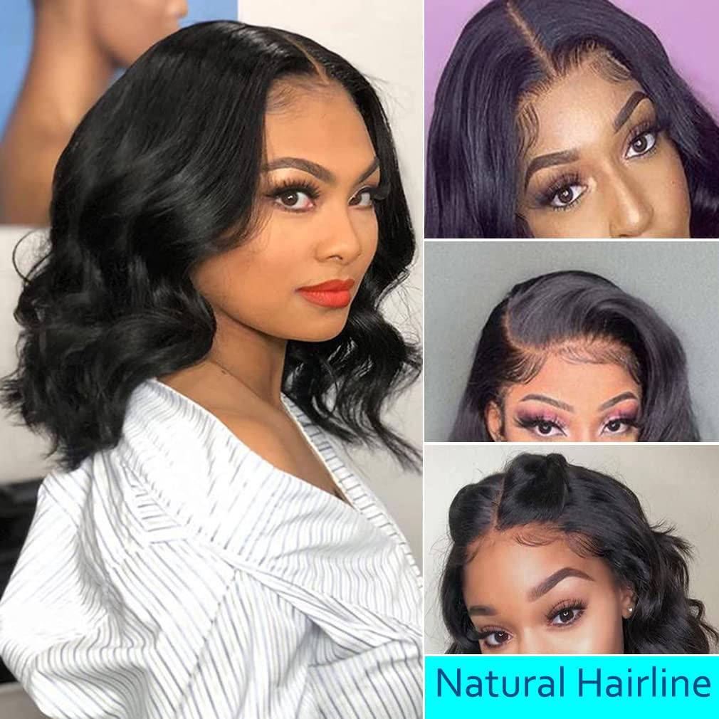 Apomedite 10 Inch Short Bob Human Hair Wig | Body Wave Lace Closure Wig ...