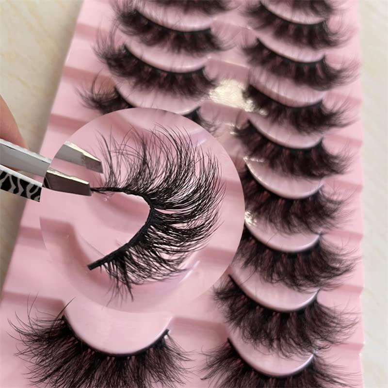 Dramatic Faux Mink Wispy Fluffy 19MM Curly False Eyelashes - 10 Pairs ...