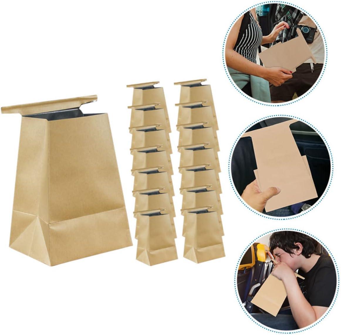 15pcs Kraft Paper Vomit Bags | Light Brown Mini Trash Bags for Travel ...