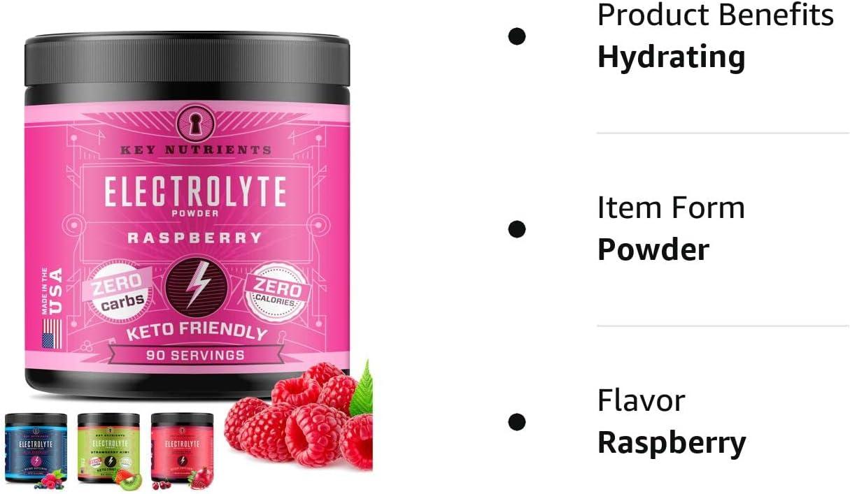 KEY NUTRIENTS Electrolytes Powder - Raspberry Hydration Drink Mix (20 ...