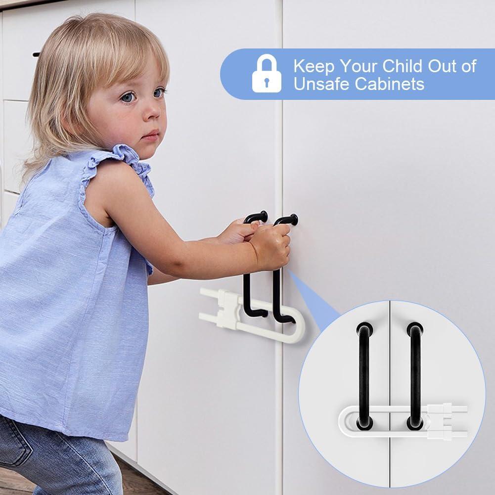 Vicloon Sliding Cabinet Locks - Child Proof Cupboard Latch (4 PCS) | U ...