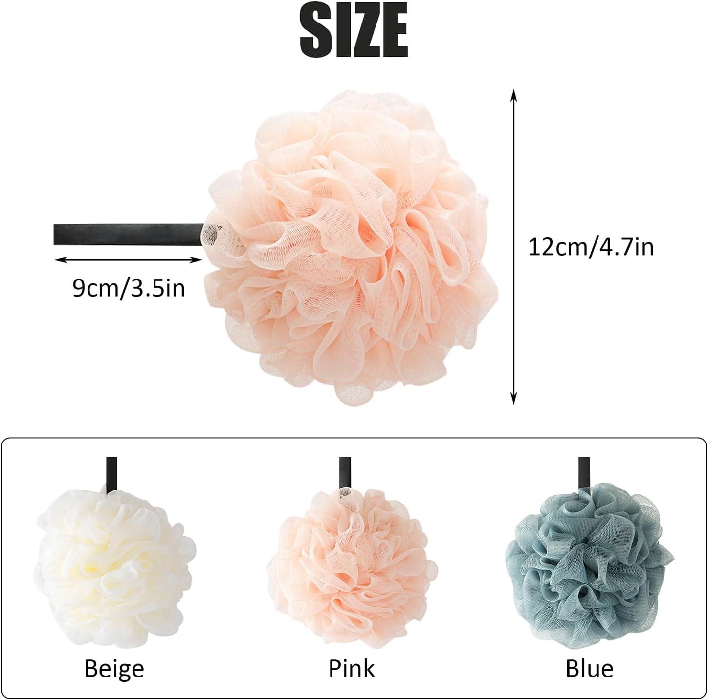 3Pcs Shower Puff Loofah Mesh Bath Sponge for Body Exfoliation - Men and ...