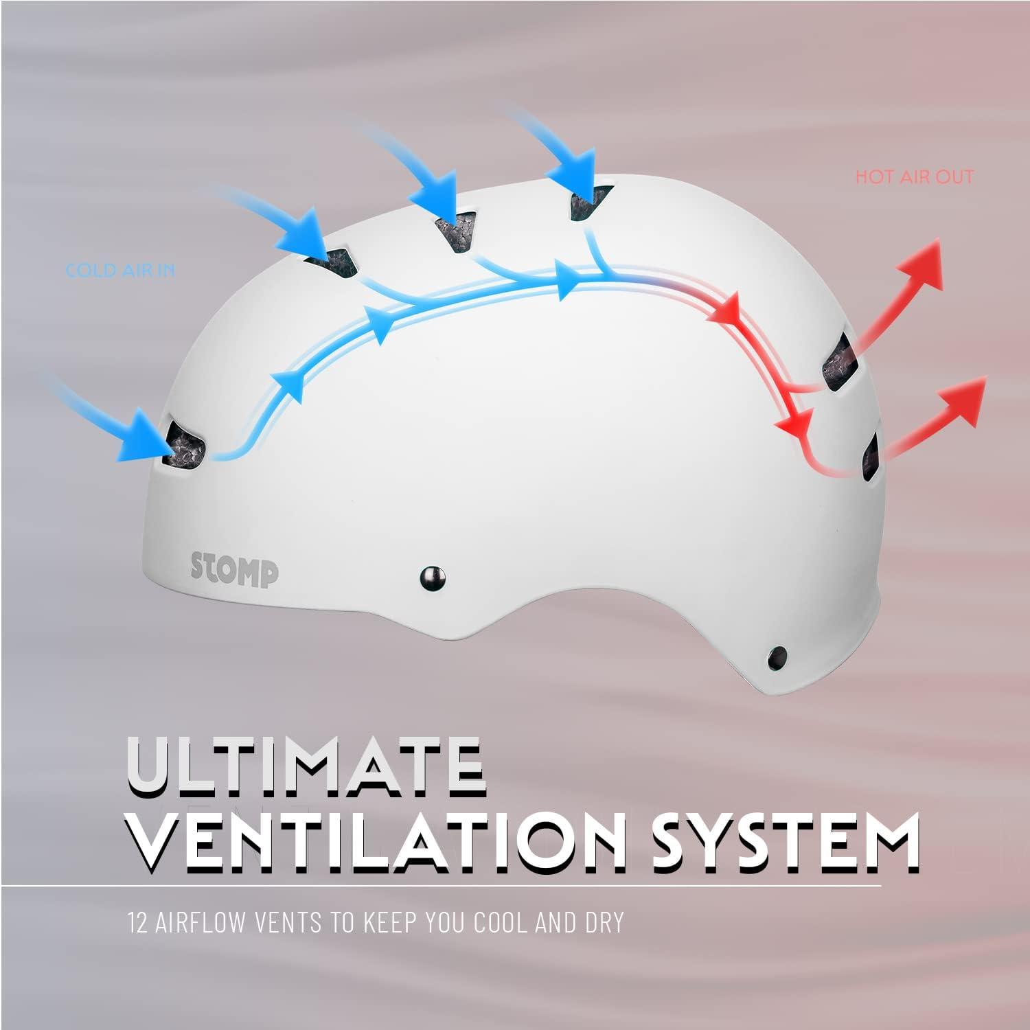 STOMP Skateboard Helmet - Removable Liners, Ventilation, Multi-Sport ...