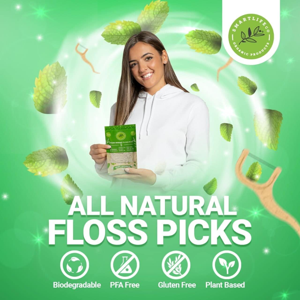 Unflavored Dental Floss Picks - Biodegradable Plastic Free Tooth ...