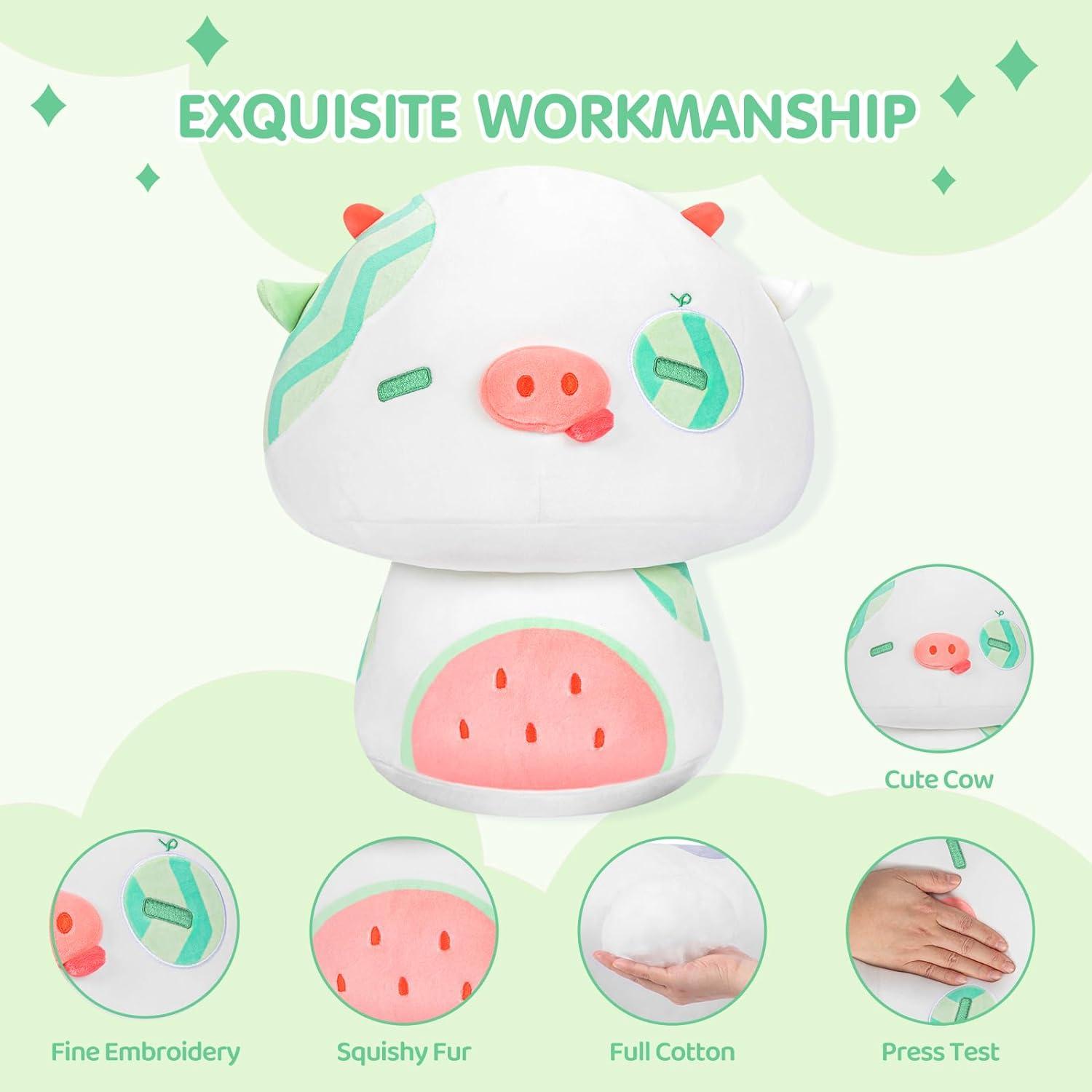 Mewaii 14 Soft Watermelon Cow Mushroom Pillow Stuffed Animal Plush ...