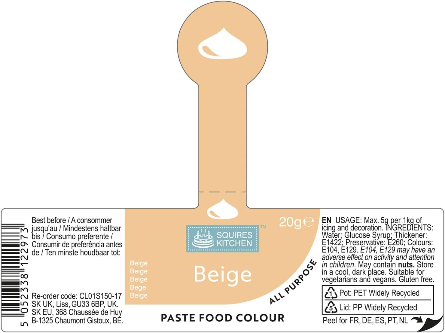 Squires Kitchen Beige Food Colouring Paste - 20g | Concentrated for ...