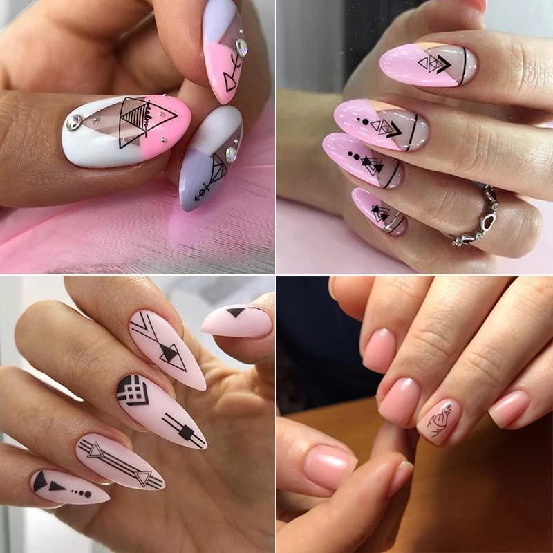 Geometric Nail Art Stickers Decals - 12 Sheets, Black White Triangle ...