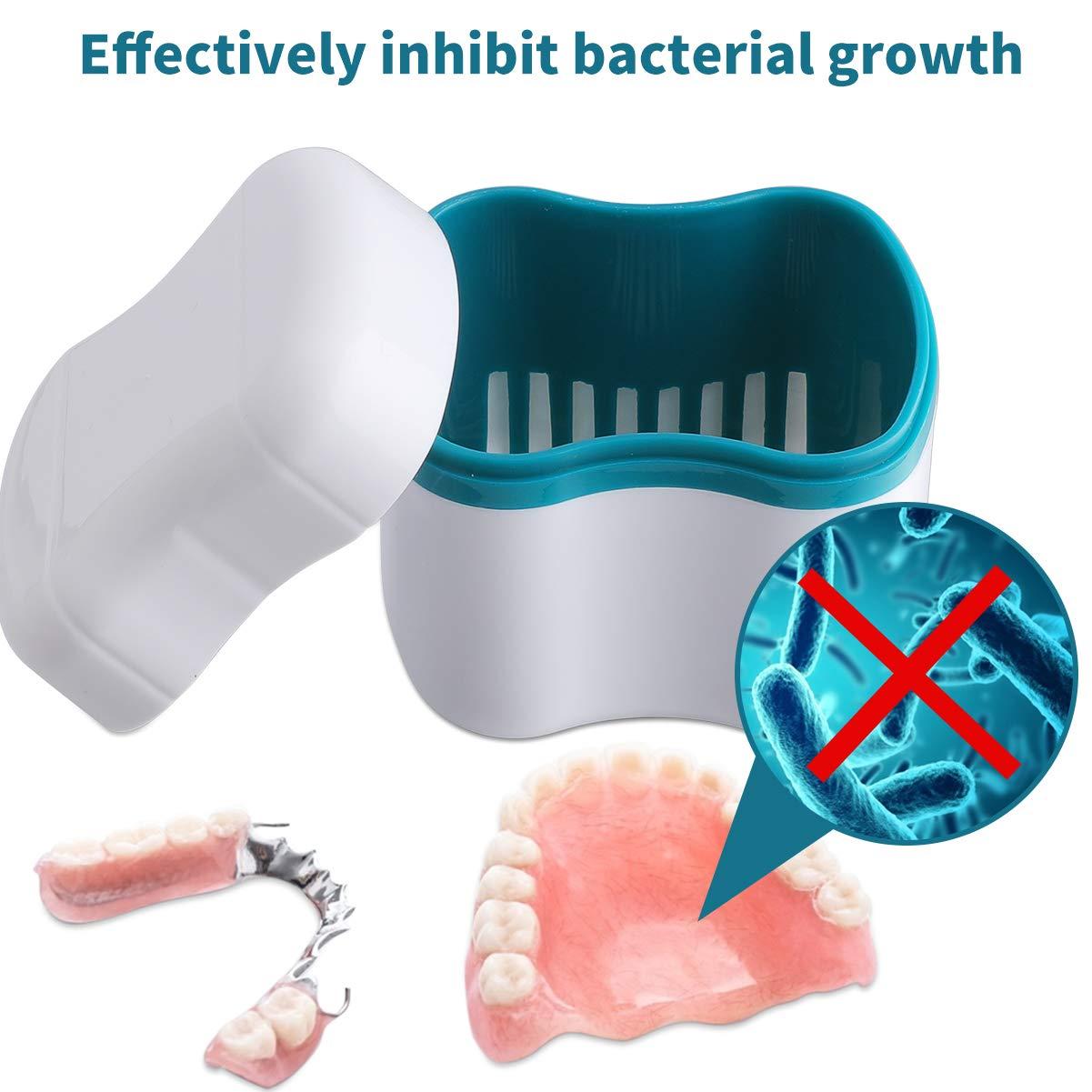 Denture Bath Case with Basket - Denture Cleaning Box and Soaking Cup ...