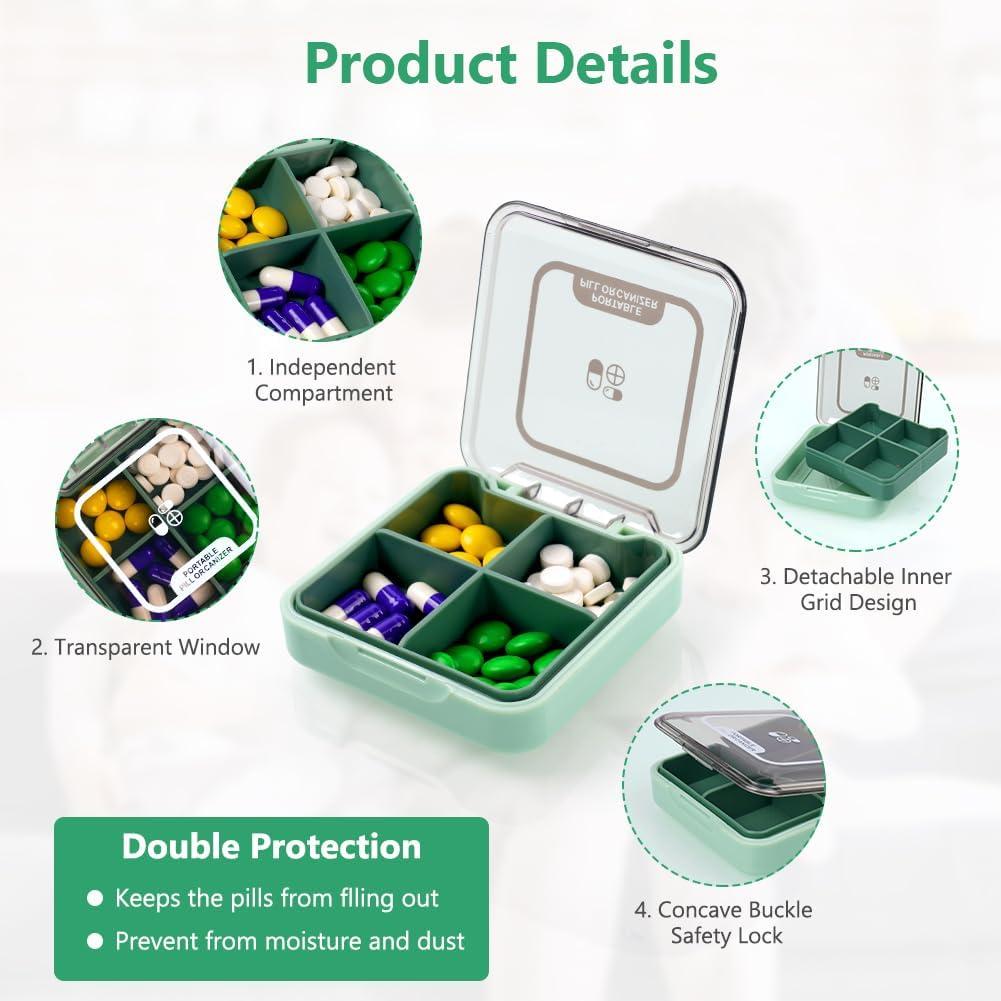 ACWOO Pill Dose Organizer - 7-Day Travel Medication Box with 4 ...